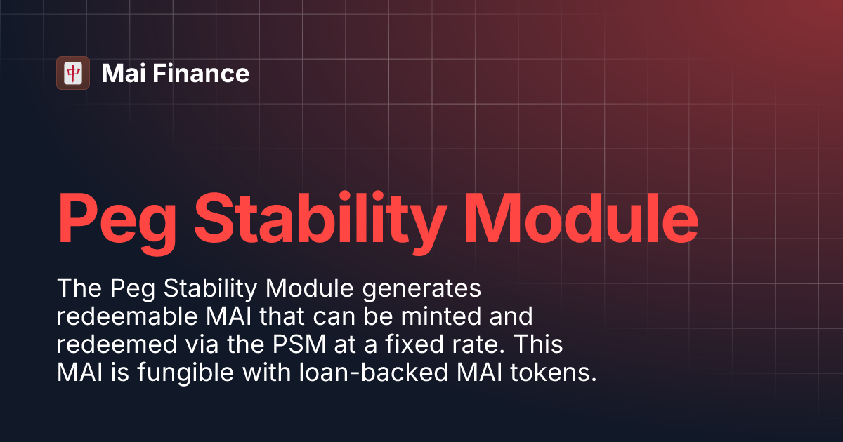 Peg Stability Module | Mai Finance