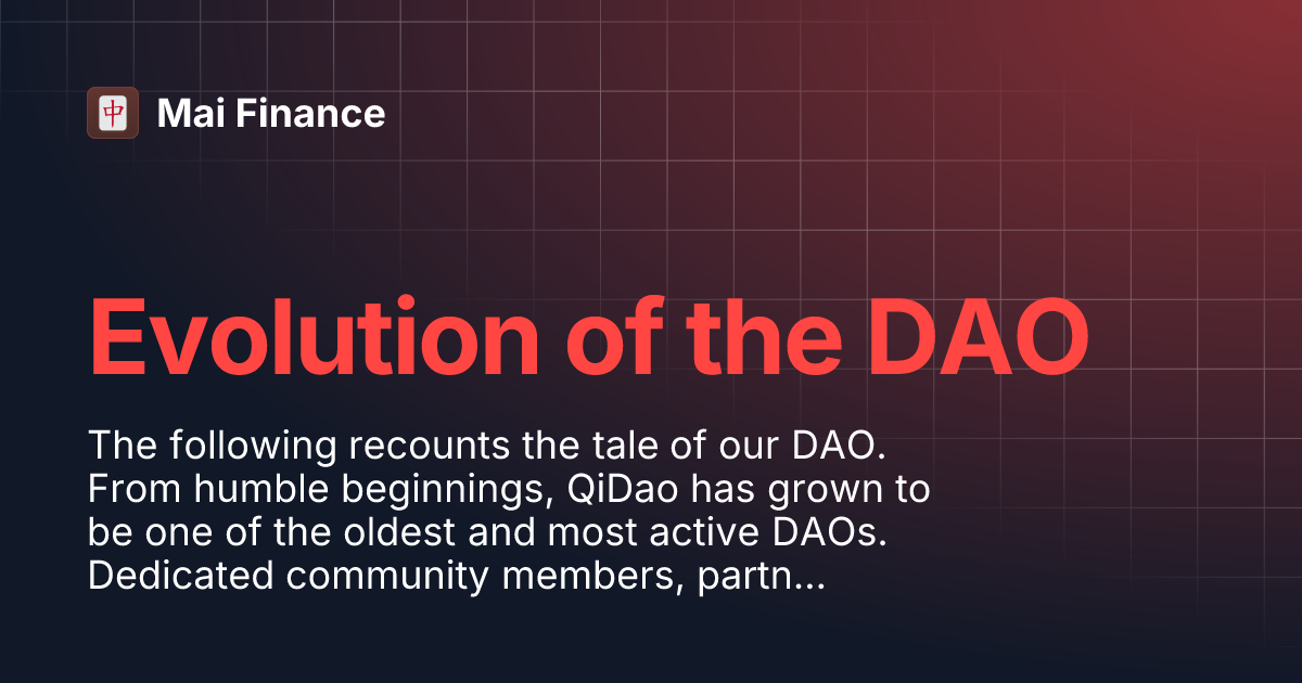 Evolution of the DAO | Mai Finance